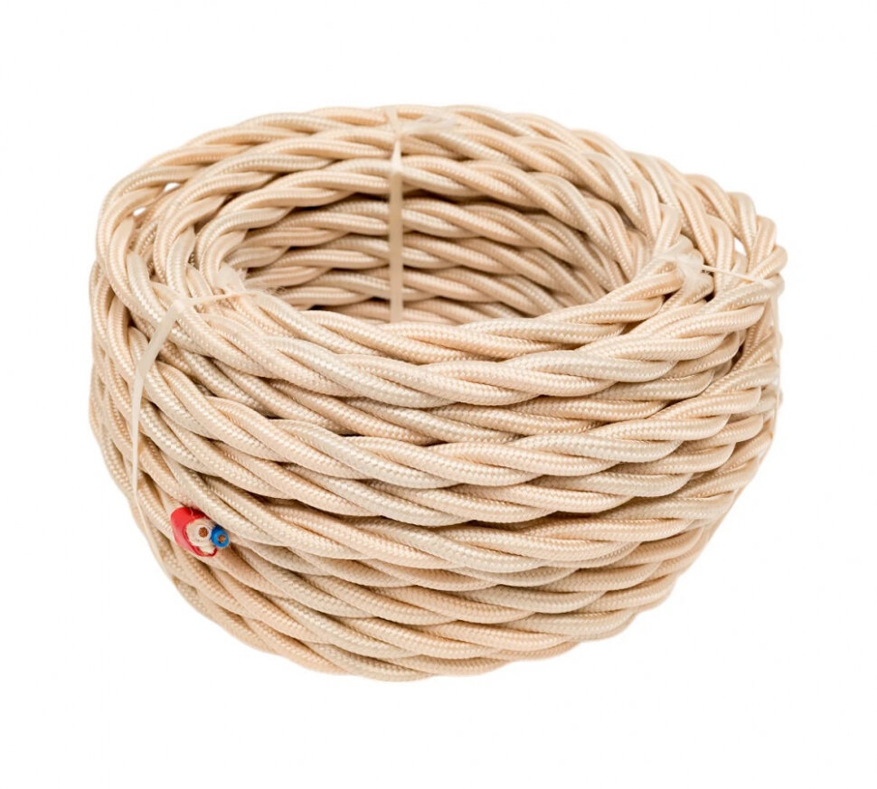 Ретро витой провод BIRONI 3х2,5, песочное золото (матовый), 10 метров