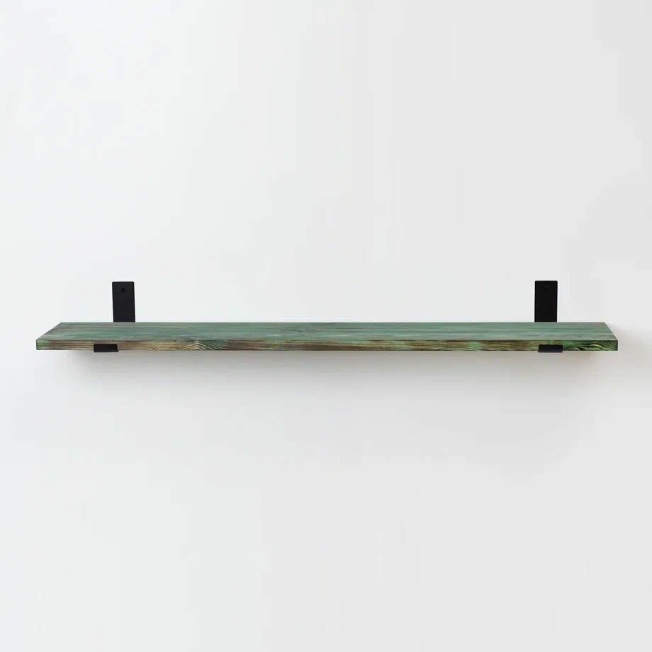 Полка с кронштейном Дуб Изумрудный с обжигом 70х20 см из дерева настенная