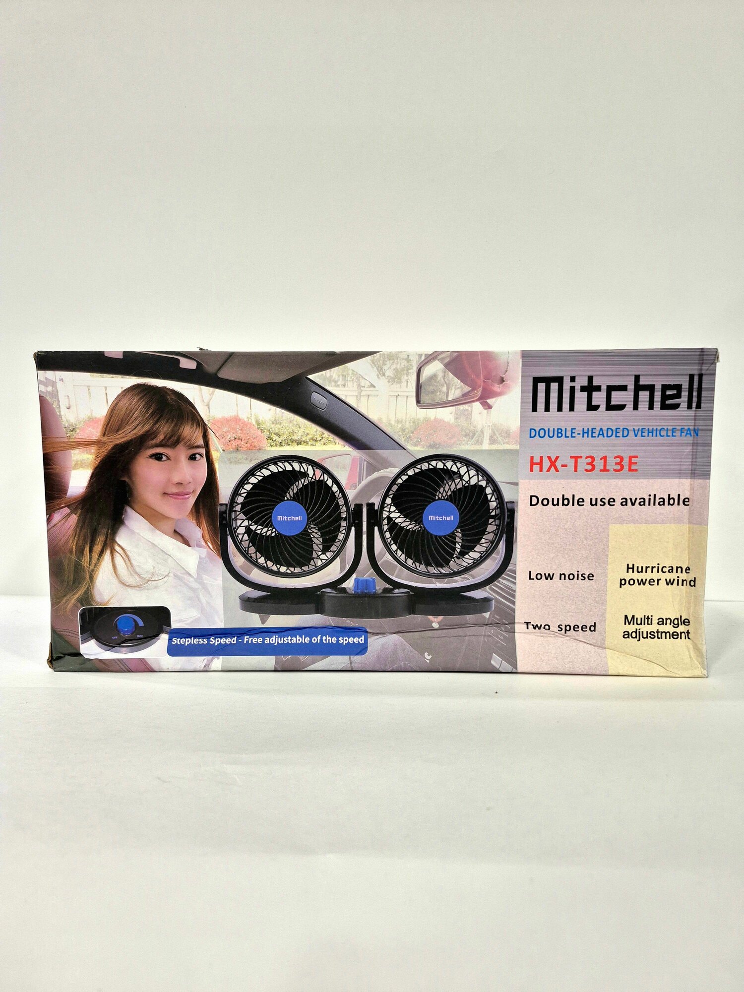 HX-T313E (12 вольт) / Вентилятор салонный на липучке, 16 см, 12V (1 шт.), арт: 8258-К