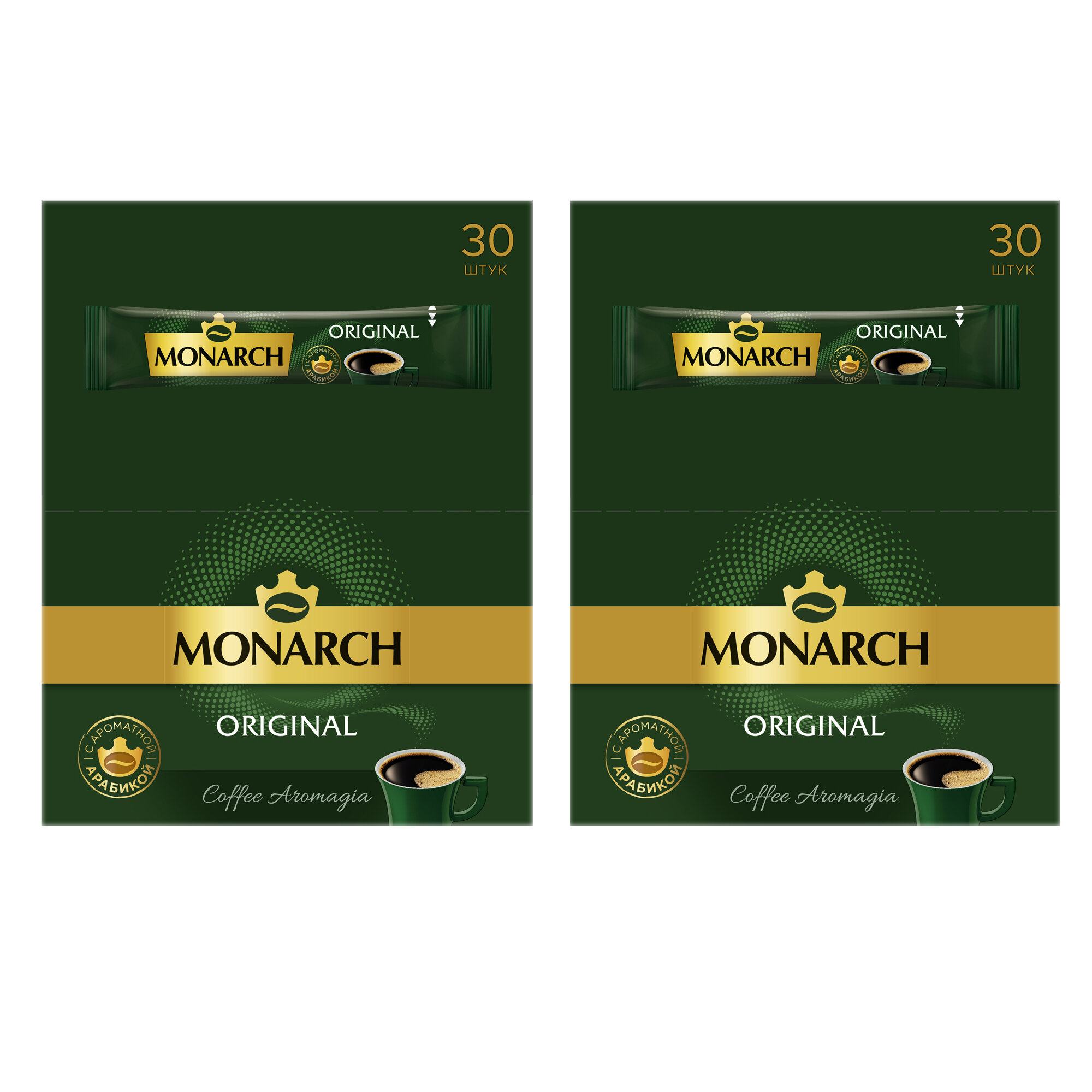 Кофе Monarch Original, сублимированный, с молотым, 2 упаковки по 30 стиков