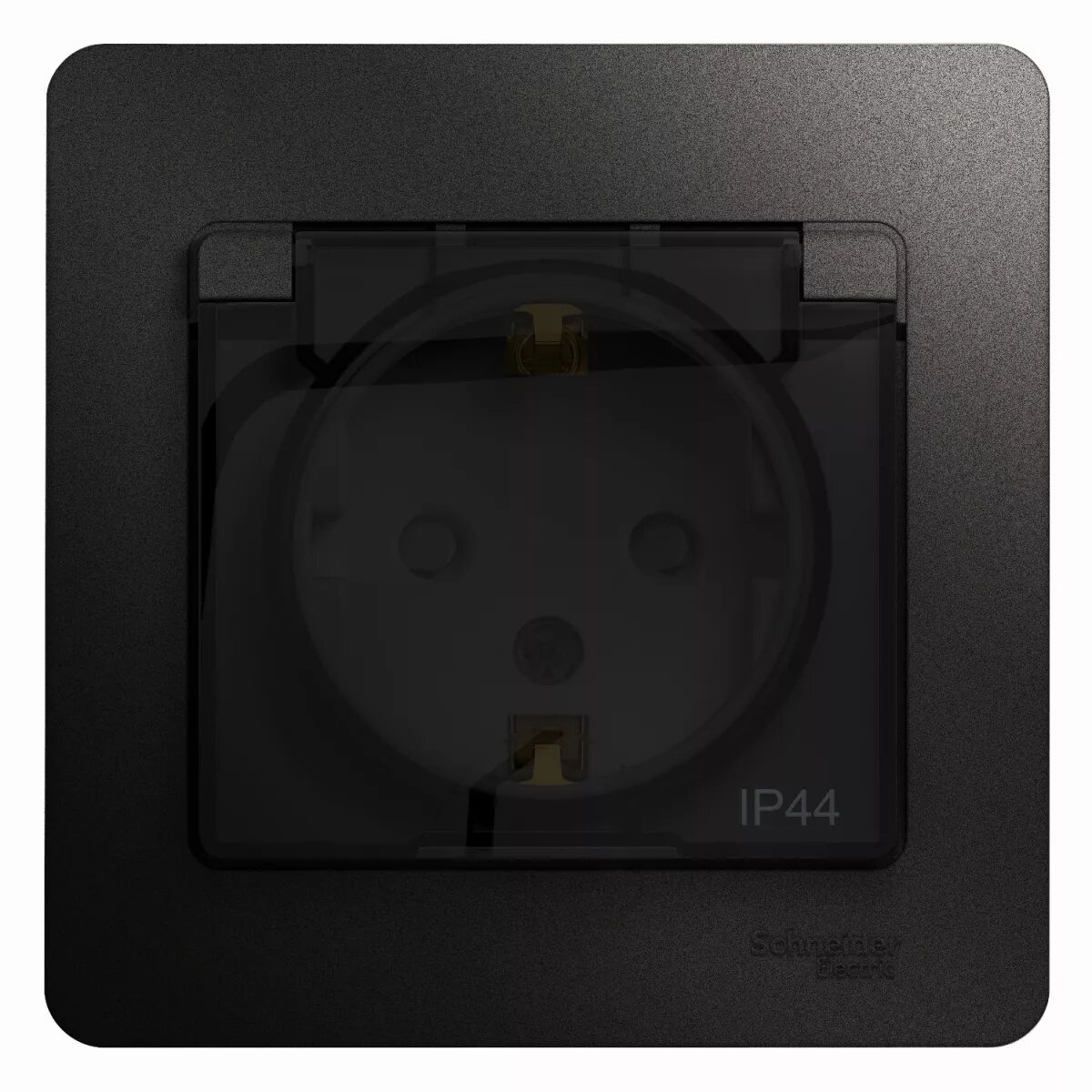 Розетка с крышкой, шторками IP44 Glossa, антрацит Schneider Electric GSL000748