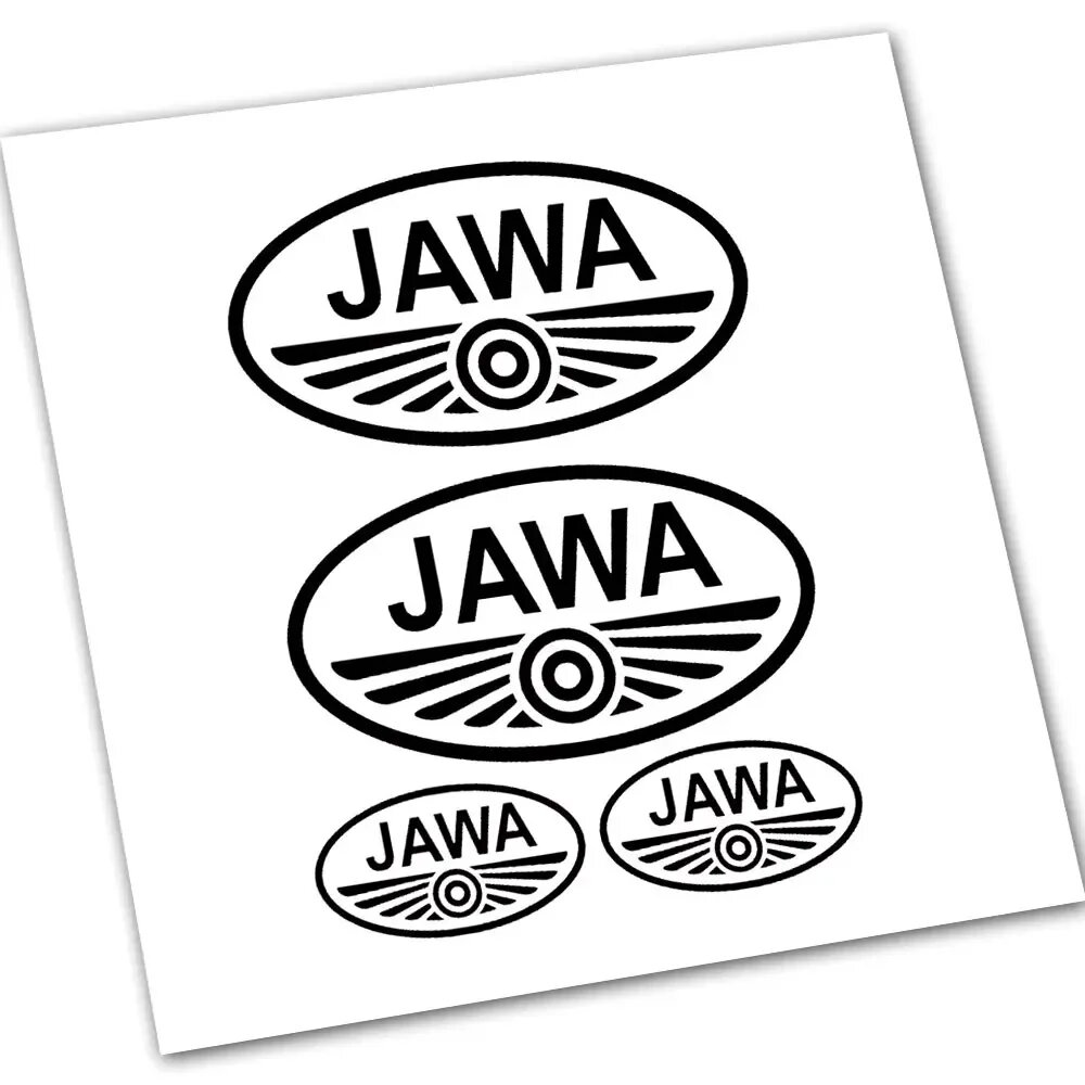 Набор из 4 наклеек на бак мотоцикла Jawa Черный, 15cm