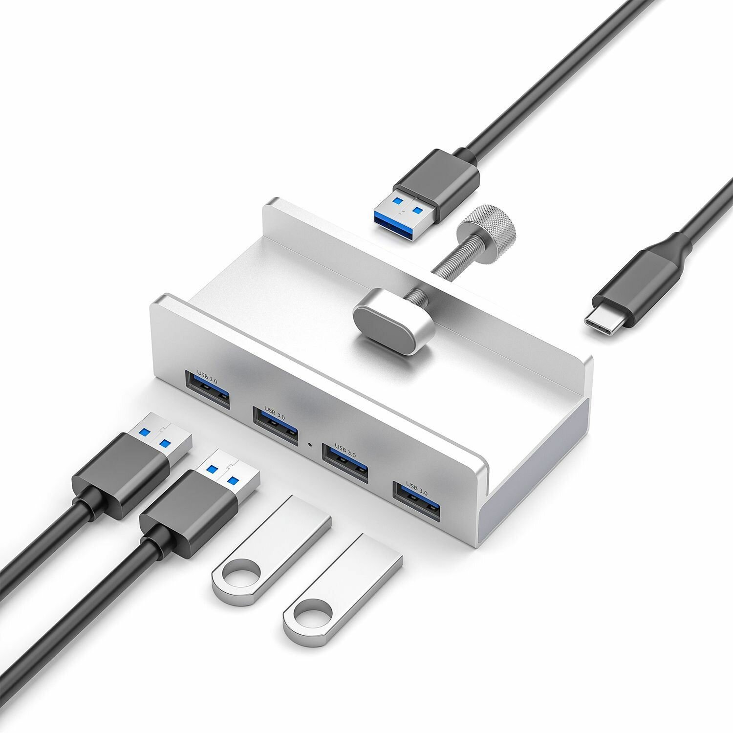 4xUSB разветвитель / USB - хаб Пристегивающийся дизайн для крепления на стол или к монитору
