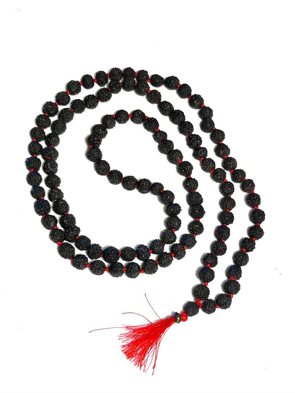 Чётки черная рудракша - Слеза сострадания Бога Шивы (бусины 7-8 мм, длина нити 81-86 см.), 1 шт.