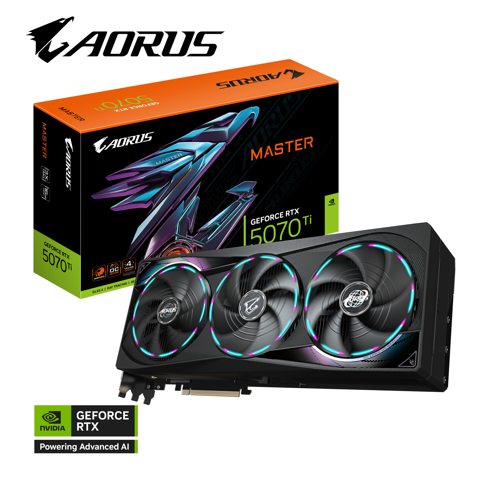 Видеокарта GIGABYTE GeForce RTX 5070 Ti AORUS MASTER 16GB (GV-N507TAORUS M-16GD)