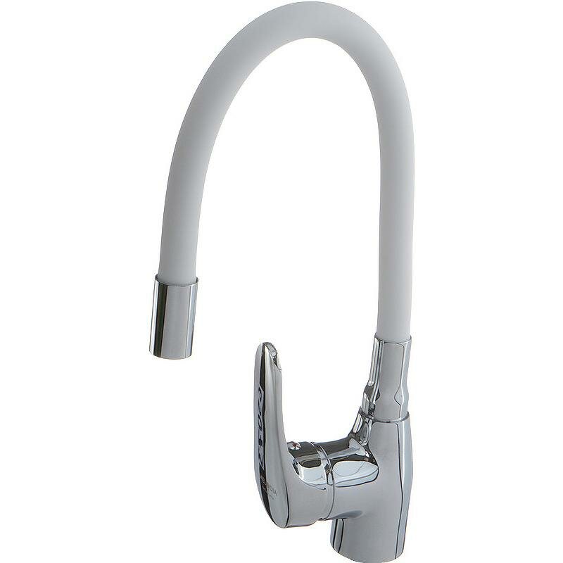 Смеситель для кухни Melodia della vita Ostessa MDV40615White хром белый, с гибким изливом, рычажный, латунь