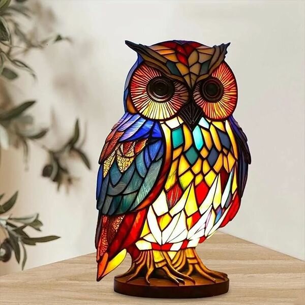 Настольный декоративный светильник разноцветный в виде совы с подсветкой-1 шт