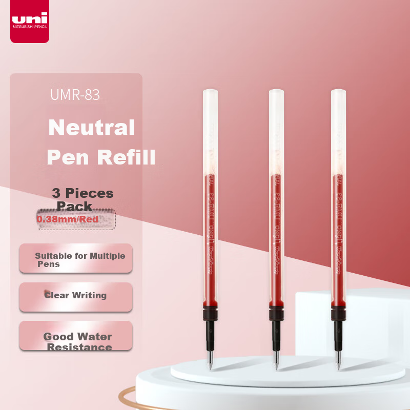 Запасные стержни Uni Mitsubishi UMR-83 0,38 мм нейтральная красная чернила для подпись ручек серии UMN-138 3 шт