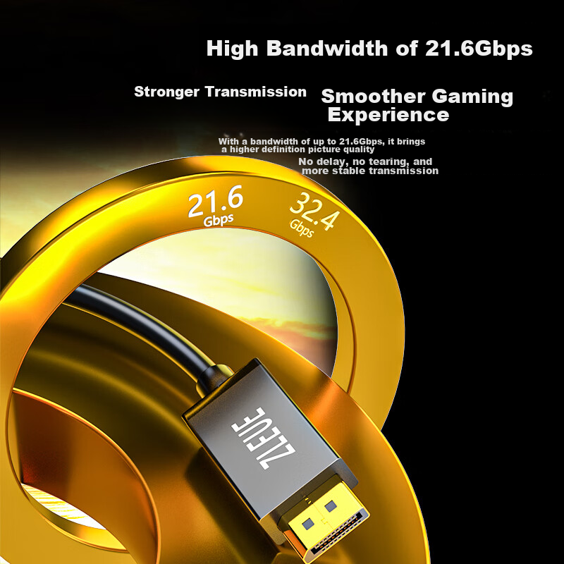 Zhiwei DP Cable 1.2 Version, 4K High-Definition DisplayPort Male to Male Video Cable 1 Meter, Suitable for 240Hz Refresh Rate Computer Graphics Card to Connect Monitor, ZL-DP1