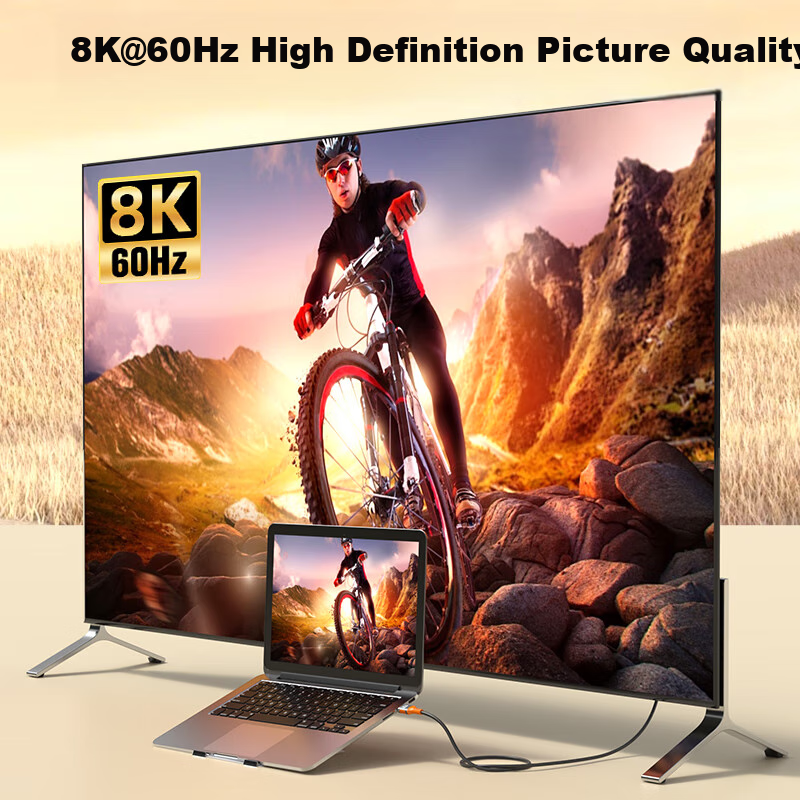 BIAZE Type-C to HDMI 2.1 Converter Cable USB-C Adapter 8K60HZ HD Video Projection Thunderbolt 4 Apple 15 Mac Laptop External Display 1m