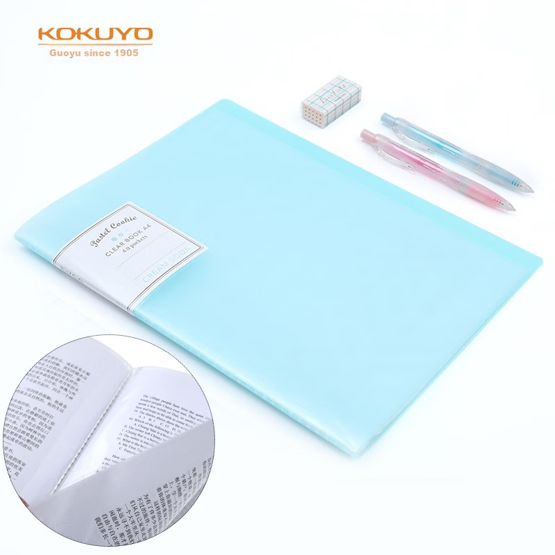 KOKUYO A4 Document Folder, Foldable File Organizer, Pastel Cookie Design, Student Exam Paper Holder, Blue, 40 Pockets, 1 Piece, WSG-CBCN40B