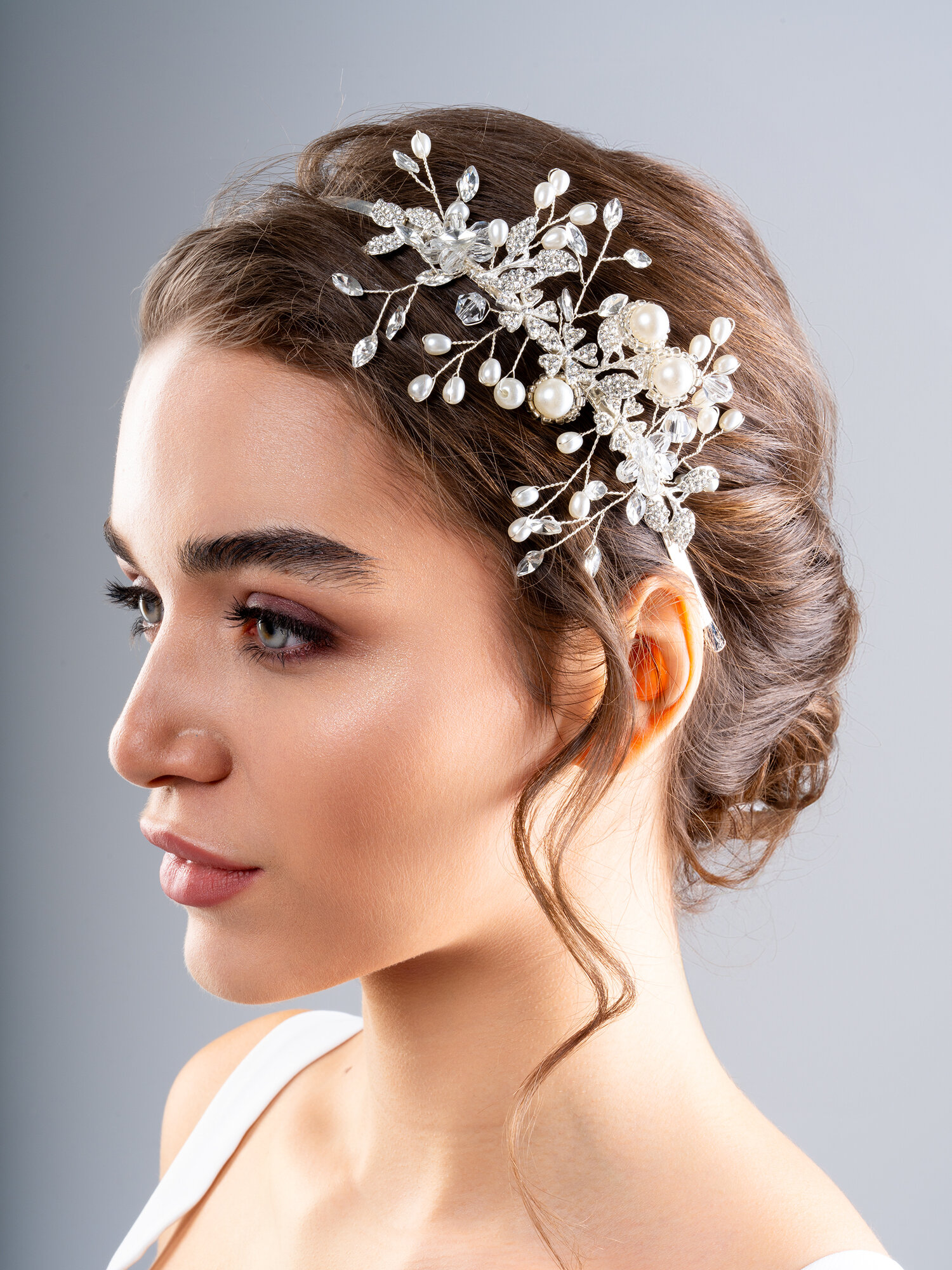 Ободок для волос LUMINA, женский, бижутерный сплав/пластик, серебристо-роскошный, 1 шт