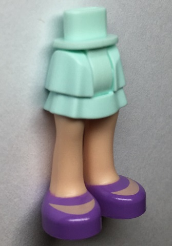Mini Doll Hips and Skirt Layered, Light Nougat Legs and Medium Lavender Shoes with Open Fronts Pattern - Thick Hinge, 92250c00pb21 Light Aqua U
