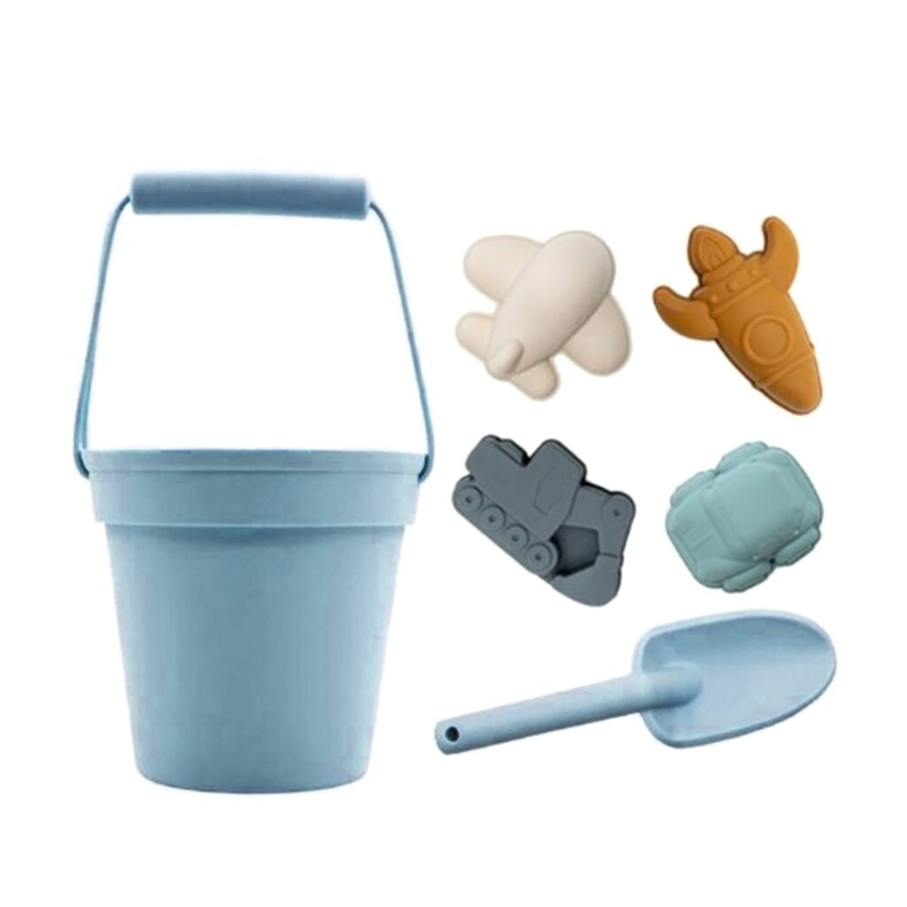 Игрушки для песочницы, Силиконовые игрушки для пляжа, интерактивные игрушки для совместной игры - синий ведро, 1 набор