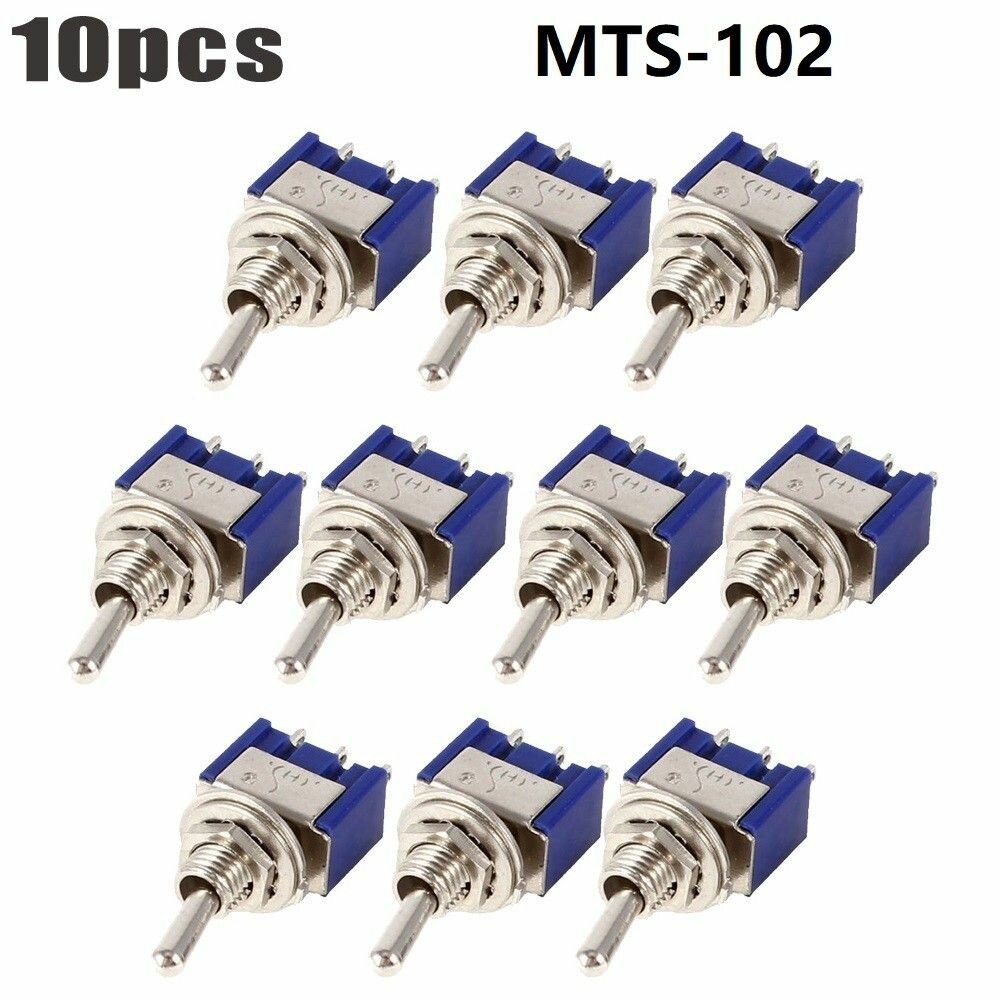 10 шт. Синие мини-переключатели MTS-102 3-контактные SPDT ON-ON 6A 125VAC миниатюрные