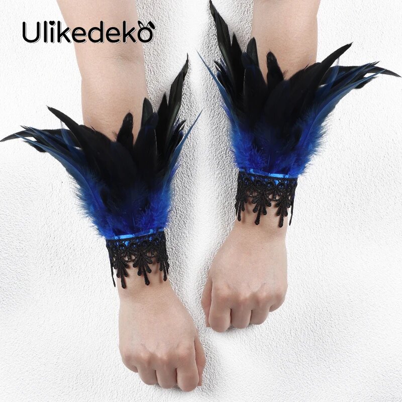 Искусственный воротник с перьями Ulikedeko Темно-синий, Lace blue