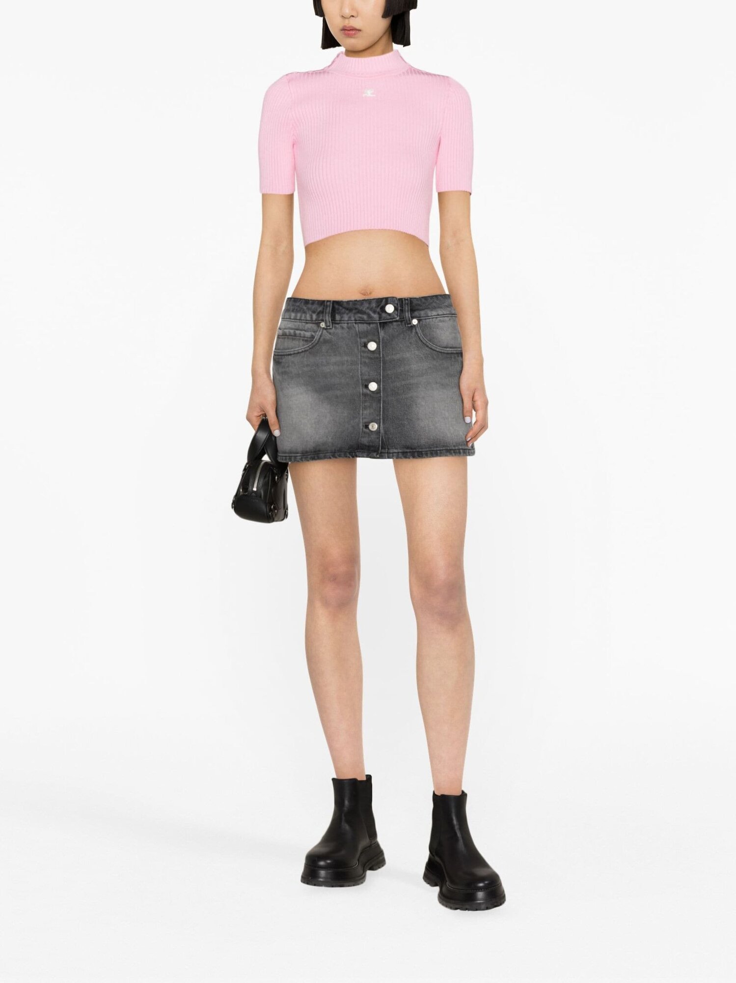Юбка courreges Trucker denim miniskirt, размер 40, серый — фото 1