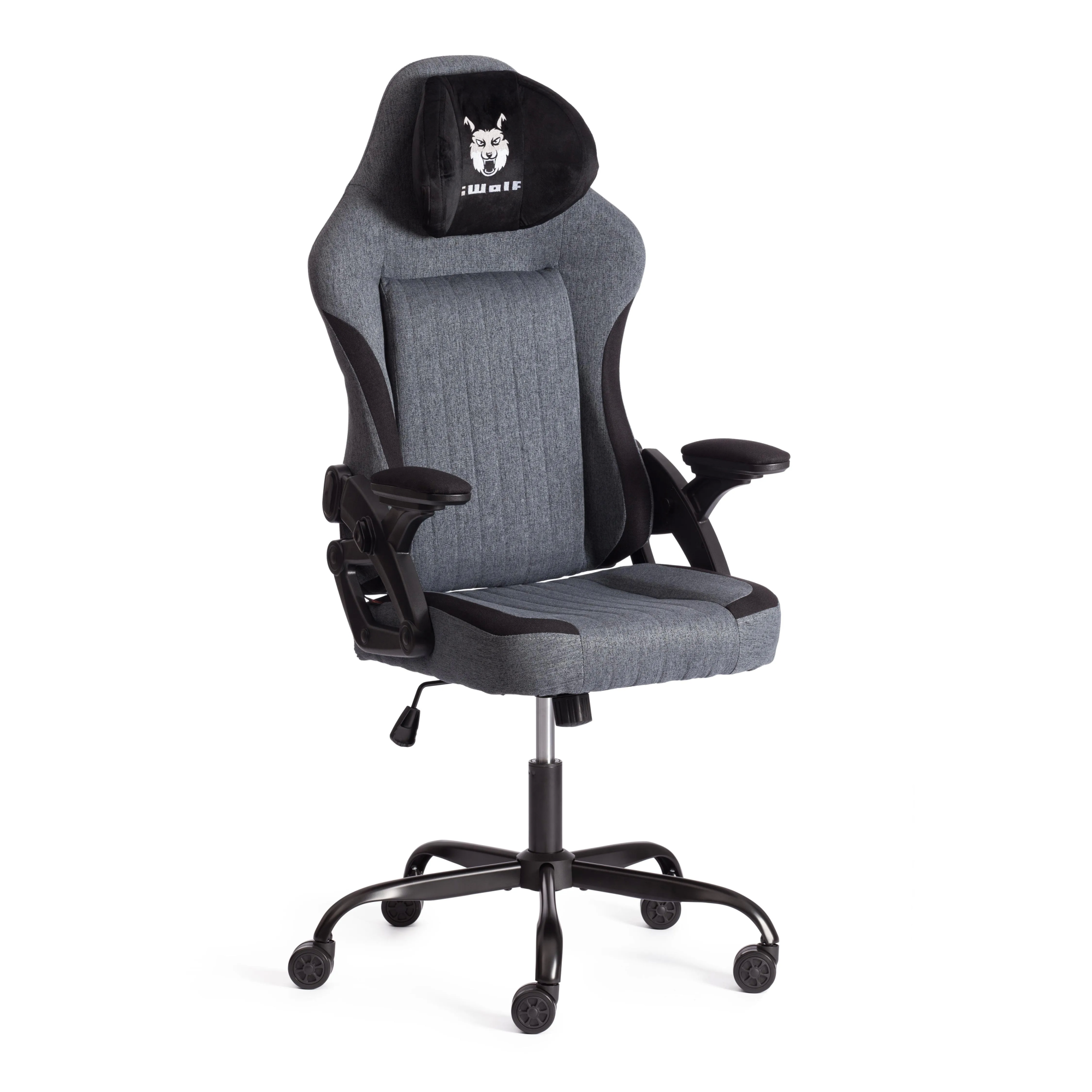 Кресло iWolf Tetchair черный и серый, ткань и металл и пластик, мягкое сиденье, с подлокотниками