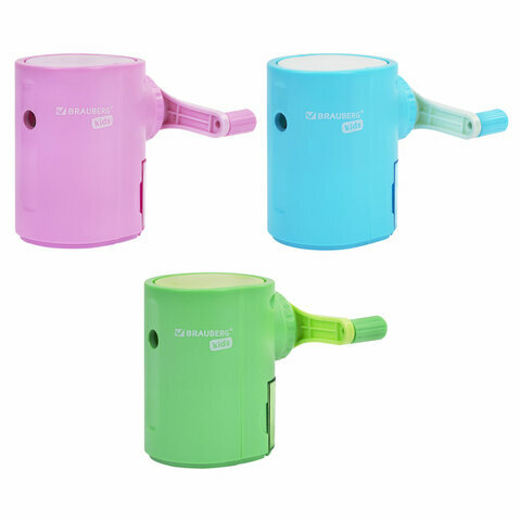 6 шт. Точилка механическая BRAUBERG KIDS, для простых и цветных карандашей, цвет корпуса ассорти, 272006