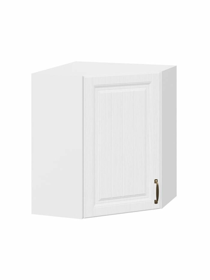Кухонный модуль навесной, шкаф угловой Флоренс с полками, с доводчиками, 60х60х72 см, Белый / Белый текстурный