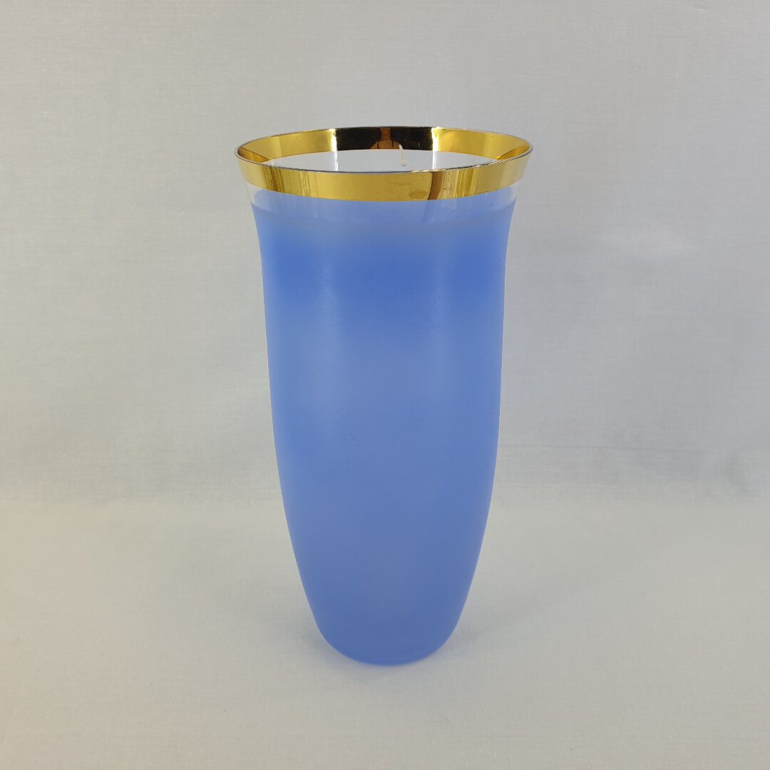 Ваза, хрусталь, матирование, золочение, высота 25.5 см, след от краски, Чехия