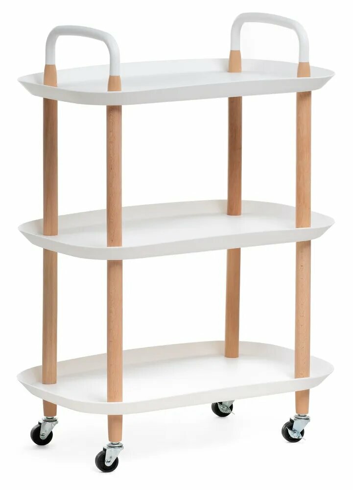 Сервировочный стол ЛайфМебель, пластик, прямоугольный, белый, 56x35x82 см