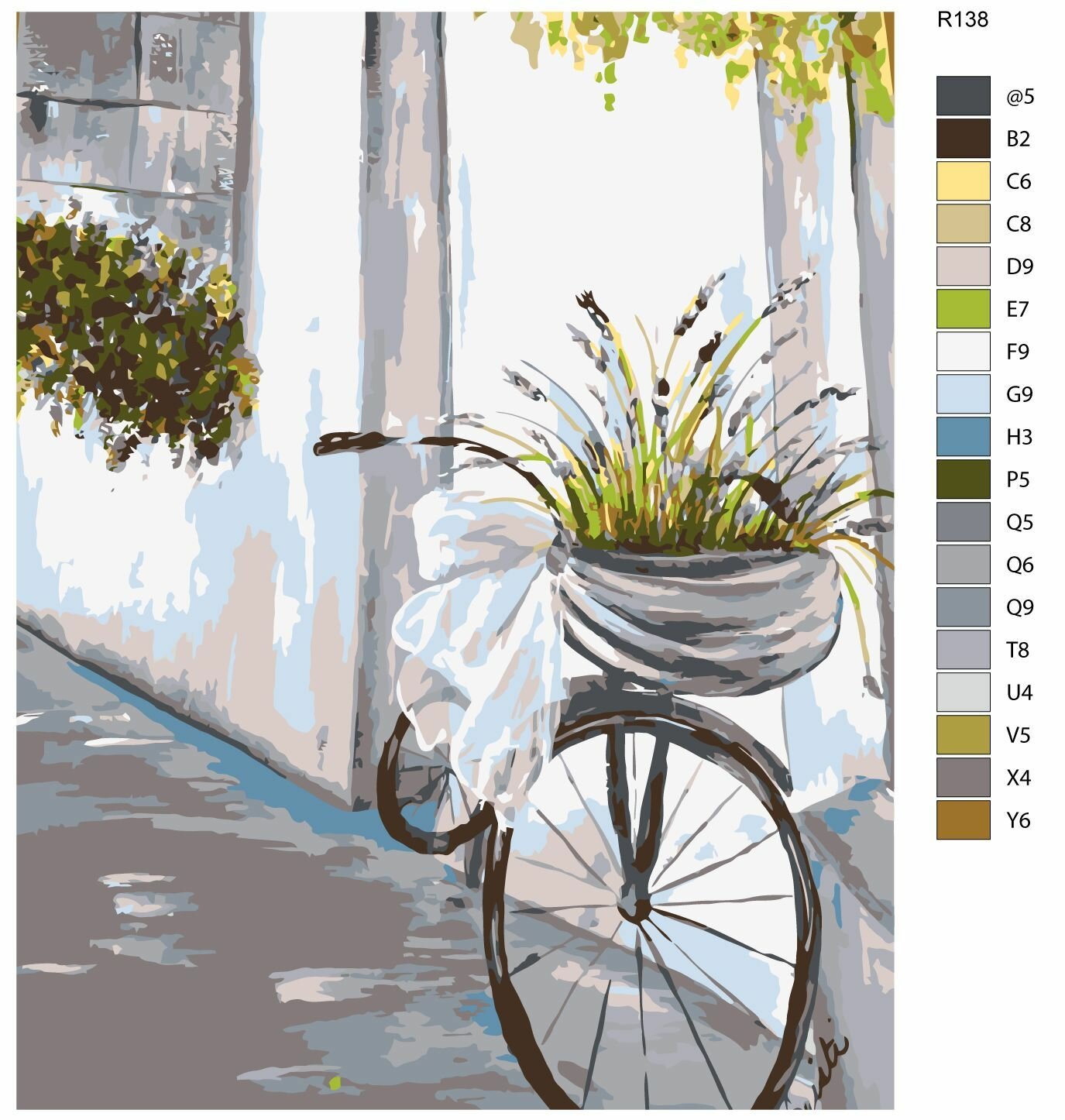 Картина по номерам R-138 "Велосипед и корзинка с лавандой" 60x80 см