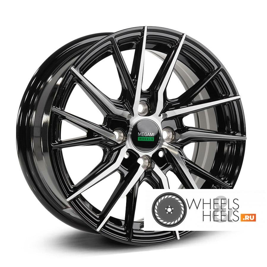 Диск автомобильный литой Megami MGM-26 14x6 4x100 et35 dia67.1 Черный с полированной лицевой поверхностью