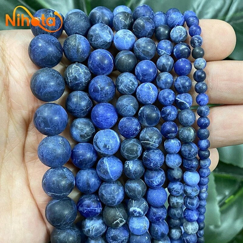 Бусины Nihota из природного камня, бирюзовый кварц Темно-синий, 10mm-about 36pcs, Dark Blue Sodalite