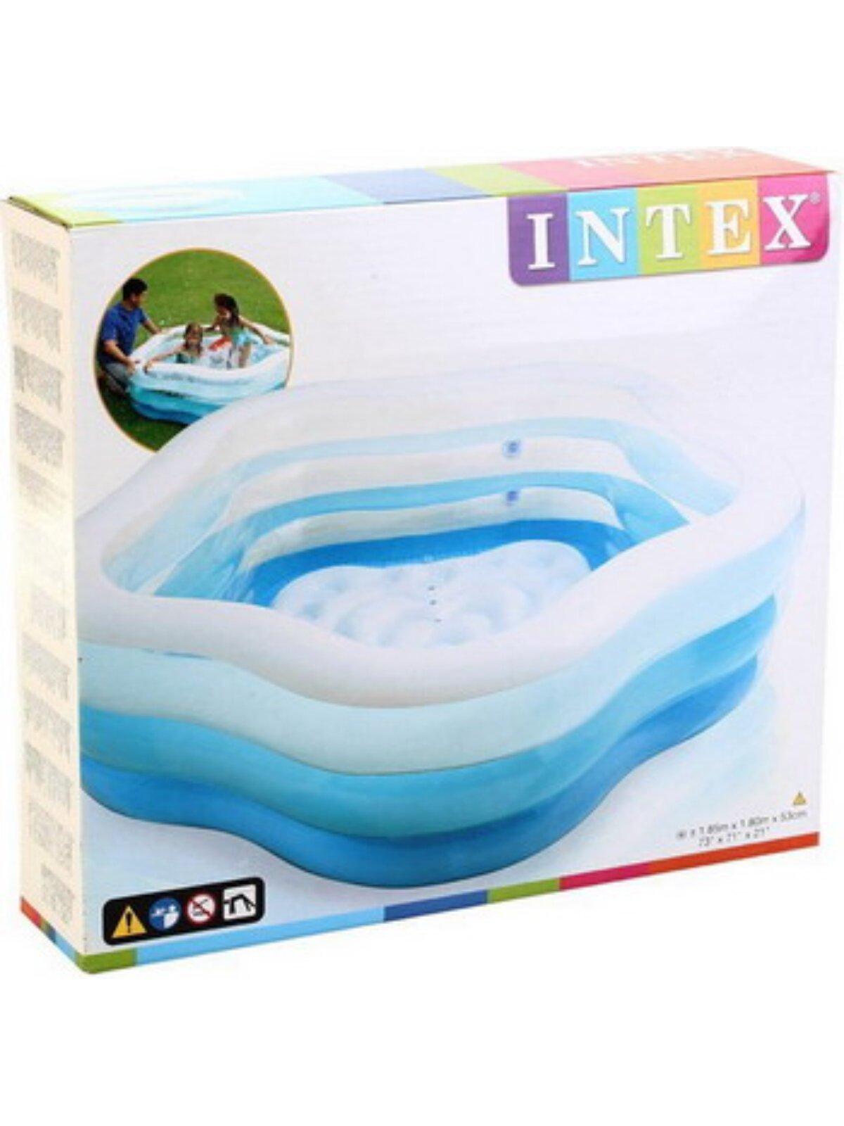 Бассейн INTEX "Цвета лета", звезда, надувное дно, 185x180x53 см