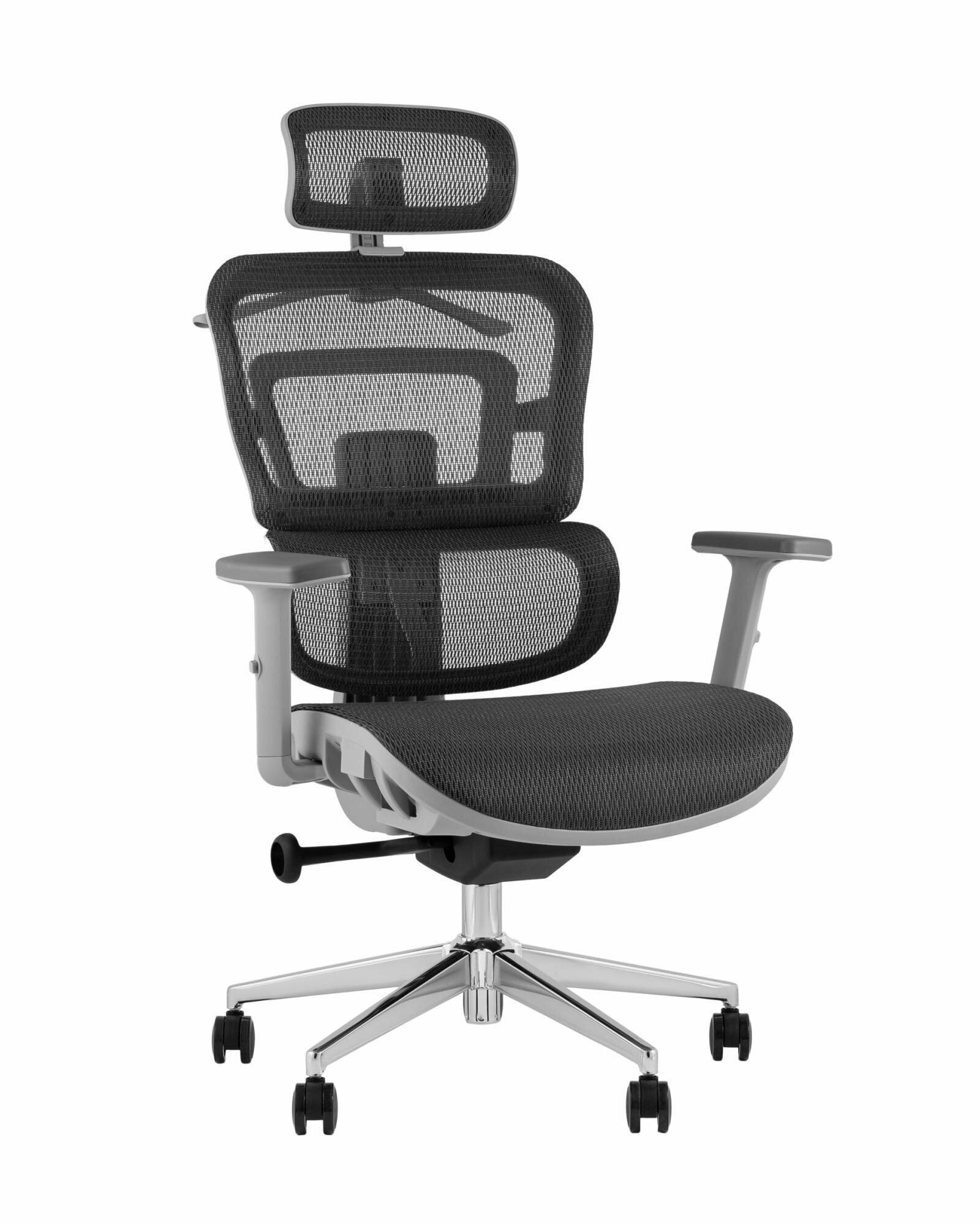 Компьютерное кресло Techno STOOL GROUP серый, металл и ткань, мягкое сиденье, с подлокотниками