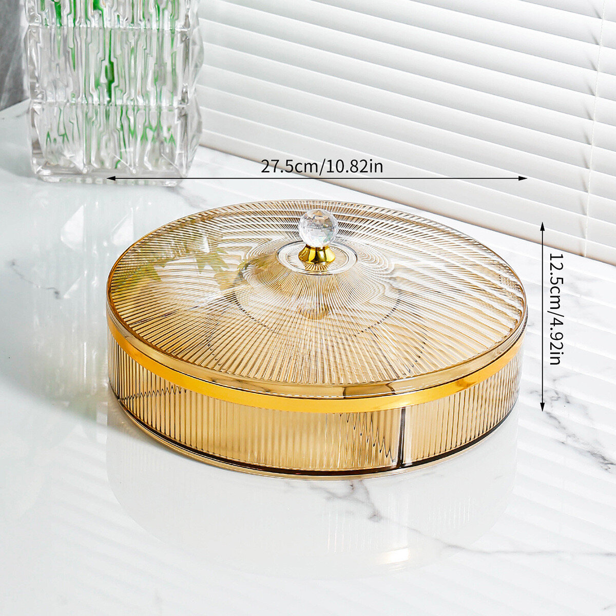 Менажница Golden Diamond круглая с крышкой, 5 секций, для орехов, сыра, конфет, фруктов, закусок