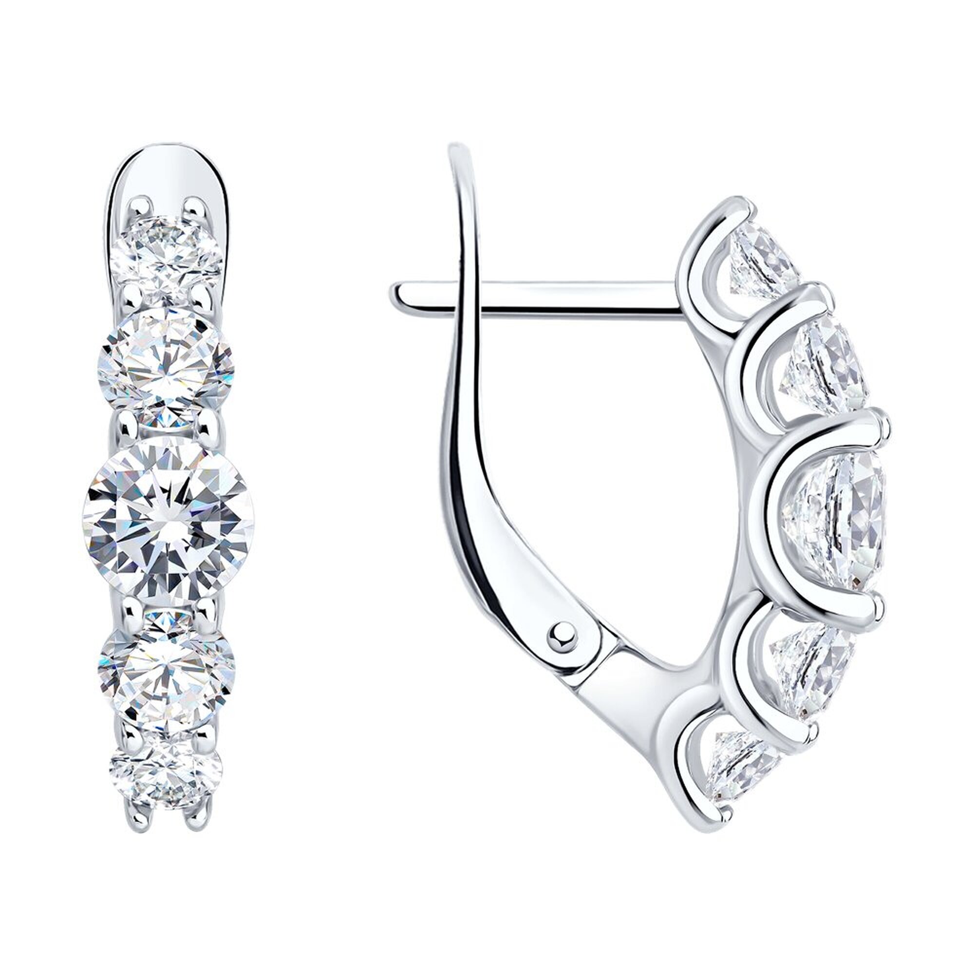 Серьги Diamant online, серебро, 925 проба, родирование, фианит