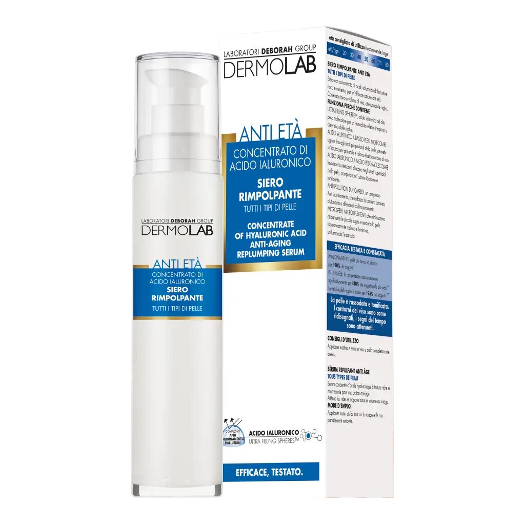 Dermolab Сыворотка-концентрат антивозрастная с гиалуроновой кислотой Anti-Aging Face Replumping Serum Concentrate of Hialuronic Acid 50 мл 1 шт