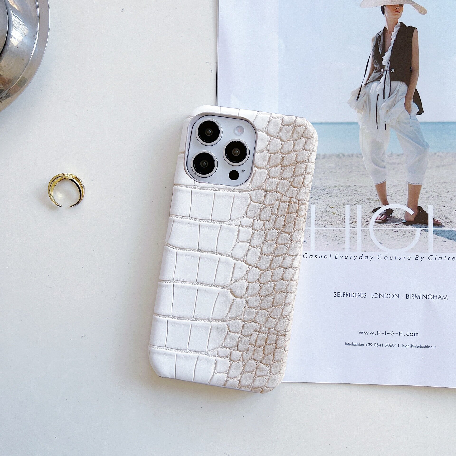 Чехол "Гималайская крокодиловая кожа", для iPhone 16 PRO MAX, отвод тепла, абрикосовый