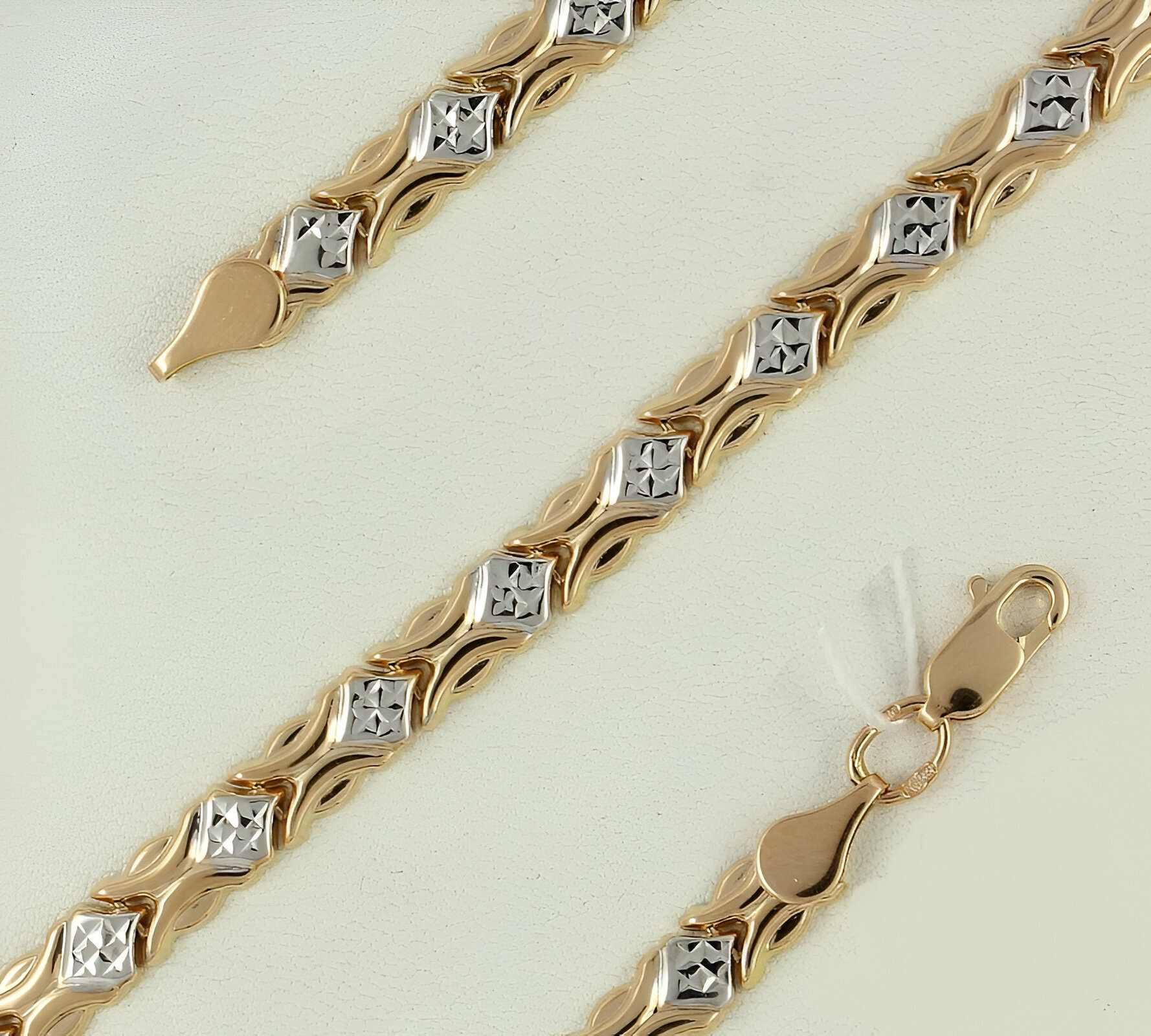 Глидерный браслет, красное, комбинированное золото, 585 проба