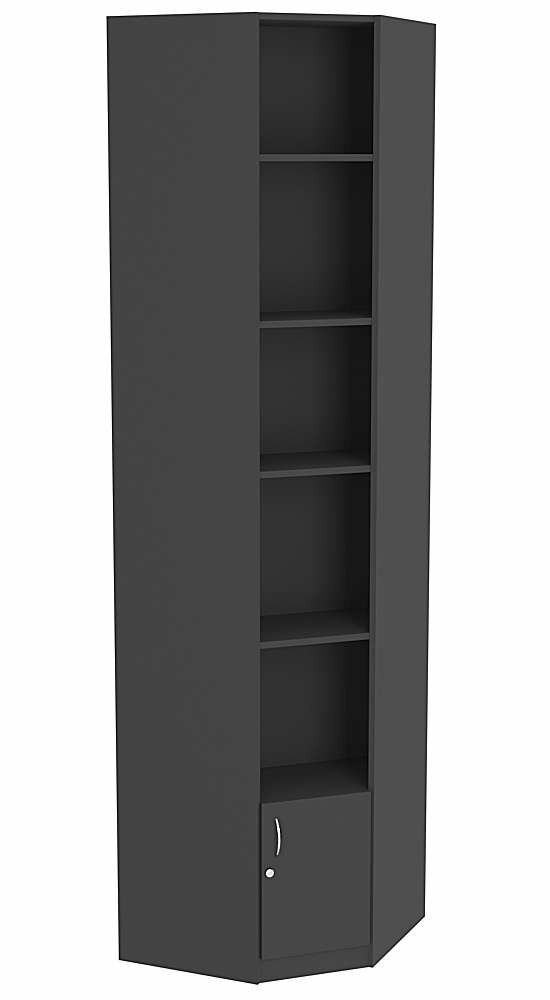 Высокий стеллаж угловой серии Эконом №5-400 с торцами 400 мм и дверью 410 мм, Черный