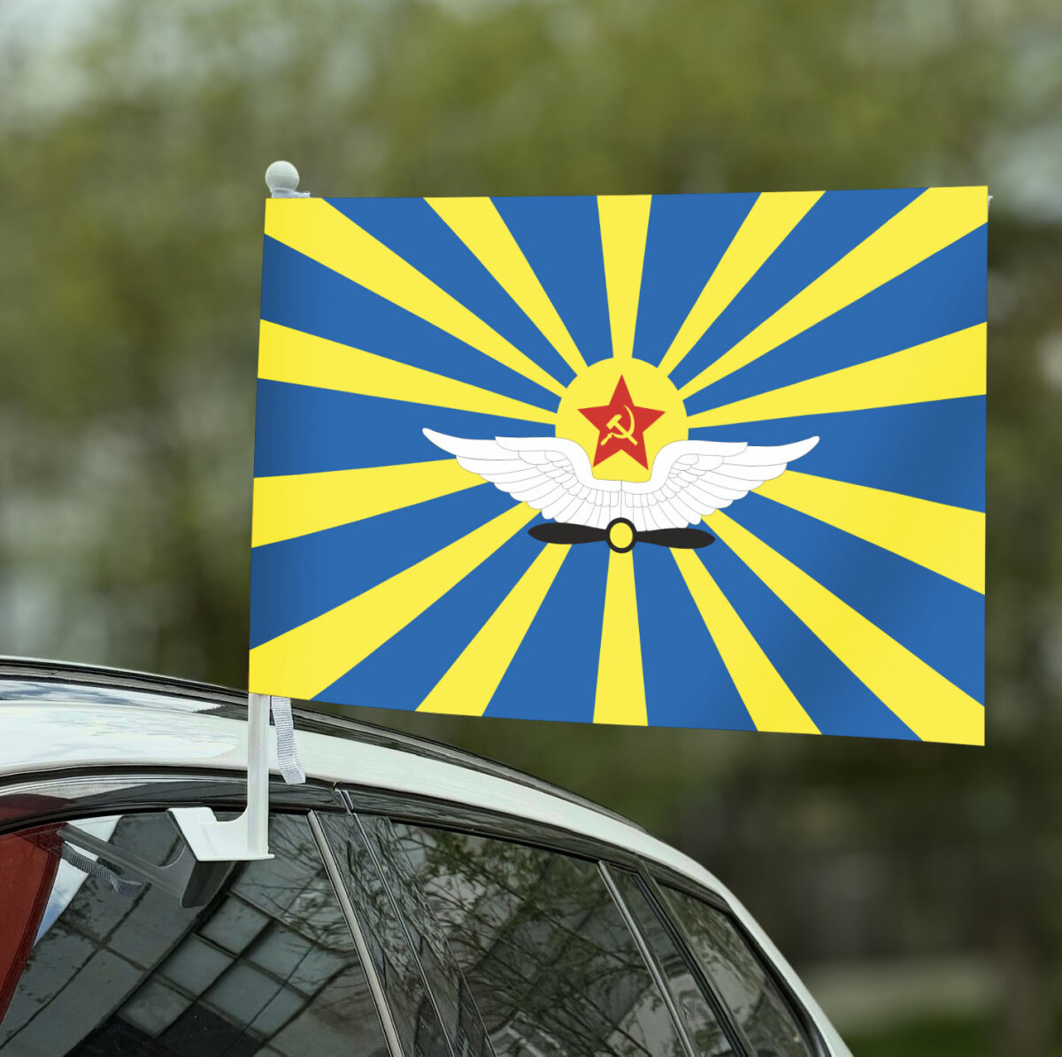 Автомобильный флаг Военпро "ВВС СССР", полиэфирный шёлк, 30x40 см в комплекте с автомобильным кронштейном