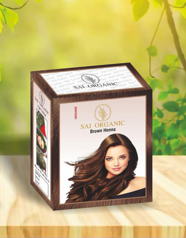 BROWN Henna, Sai Organic (коричневая хна для волос, Саи Органик), 6 пакетиков по 10 г.