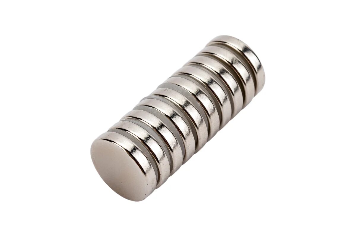 Проф-Магнит NdFeB диск 15x3 мм N35, 10 шт - магнитный диск для фиксации деталей крепления