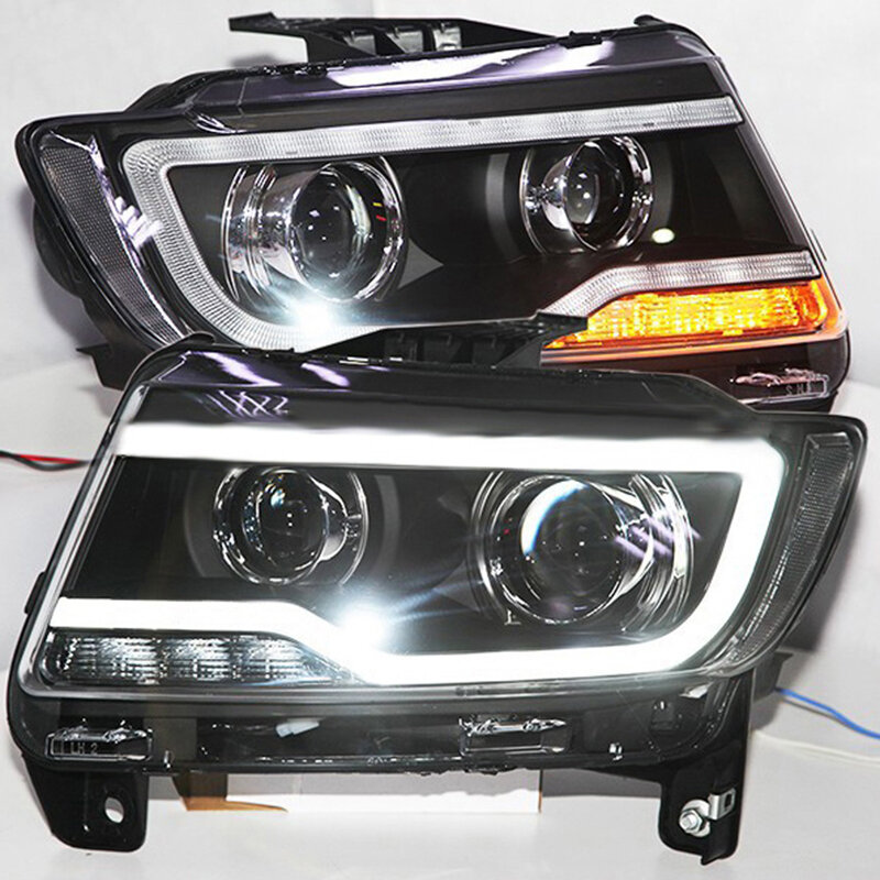 Передние фары Джип Компас 2011-2015 , бифокальная линза, ДХО, арт: MF-HL-000282