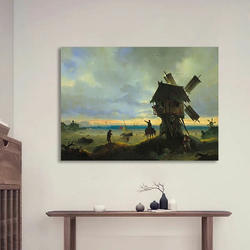 Картина репродукция, Айвазовский "Ветреная мельница", 60х80 см.