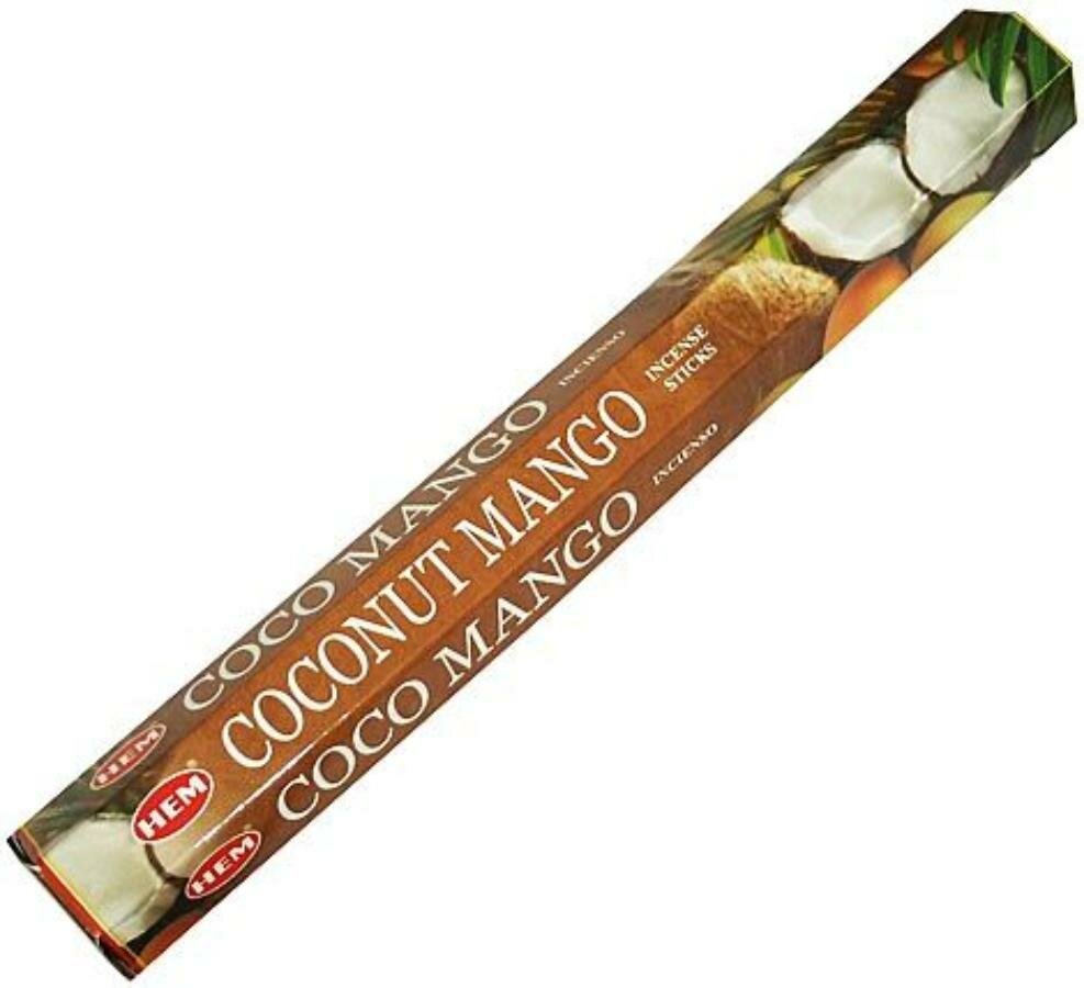 Hem Incense Sticks COCONUT MANGO (Благовония кокос манго Хем), уп. 20 палочек.
