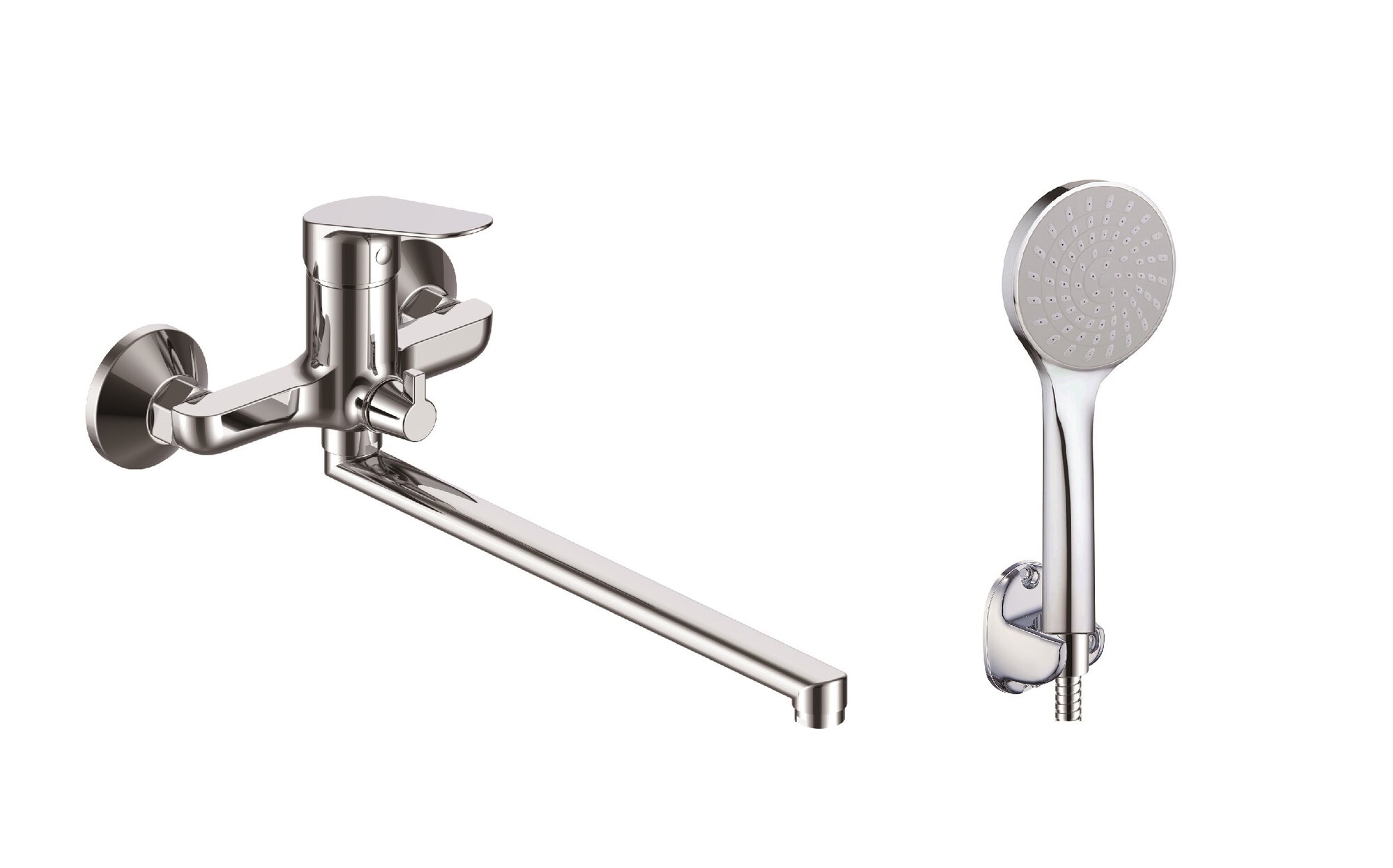 ESKO. Смеситель для ванны латунный Kazan KZ31 с длинным поворотным изливом, хром