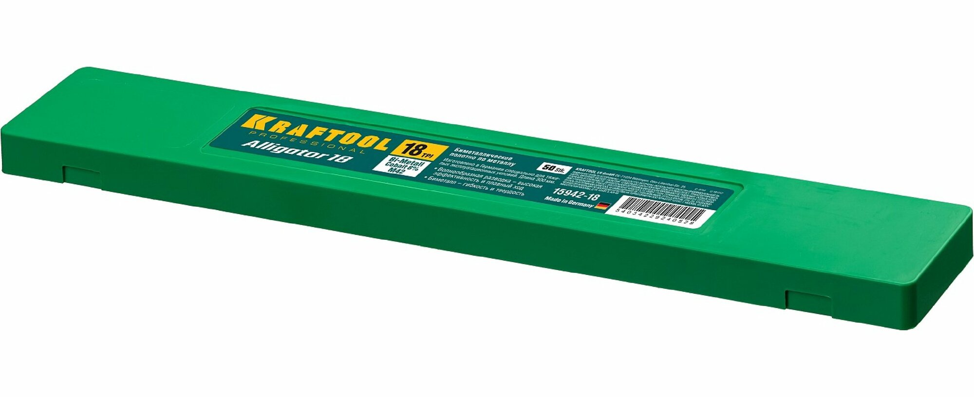 Биметаллическое полотно по металлу KRAFTOOL 300 мм 18 TPI HSS M42 с кобальтом 8% для тяжелых условий