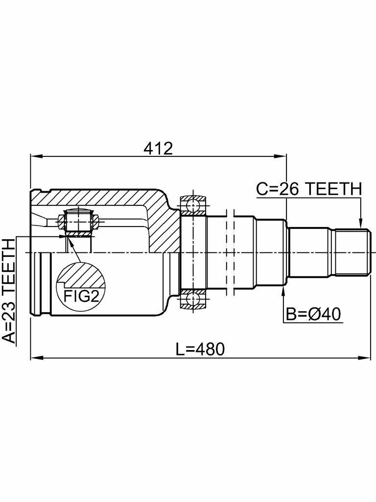 Шрус внутренний правый 23x40x26 для автомобилей FORD 2111-CB320ATRH FEBEST