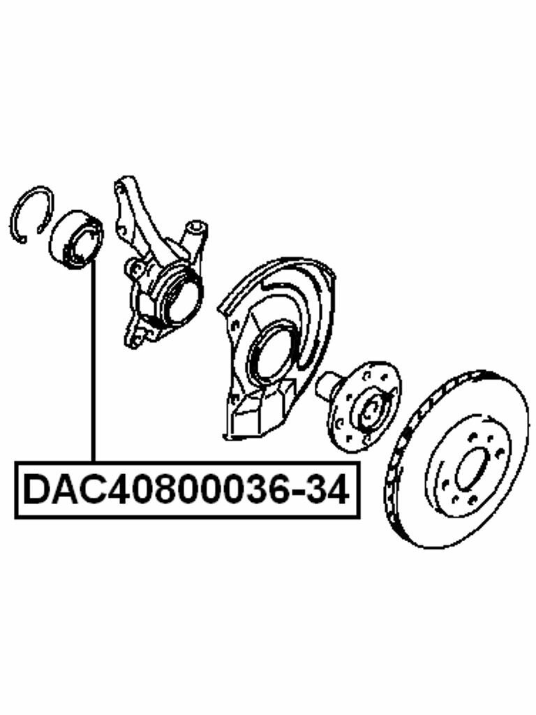Подшипник ступичный передний 40x80x36x34 для автомобилей CHRYSLER, MITSUBISHI, HYUNDAI DAC40800036-34 FEBEST