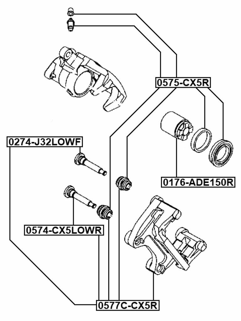 Скоба заднего тормозного суппорта (с направляющими) MAZDA 0577C-CX5R FEBEST.