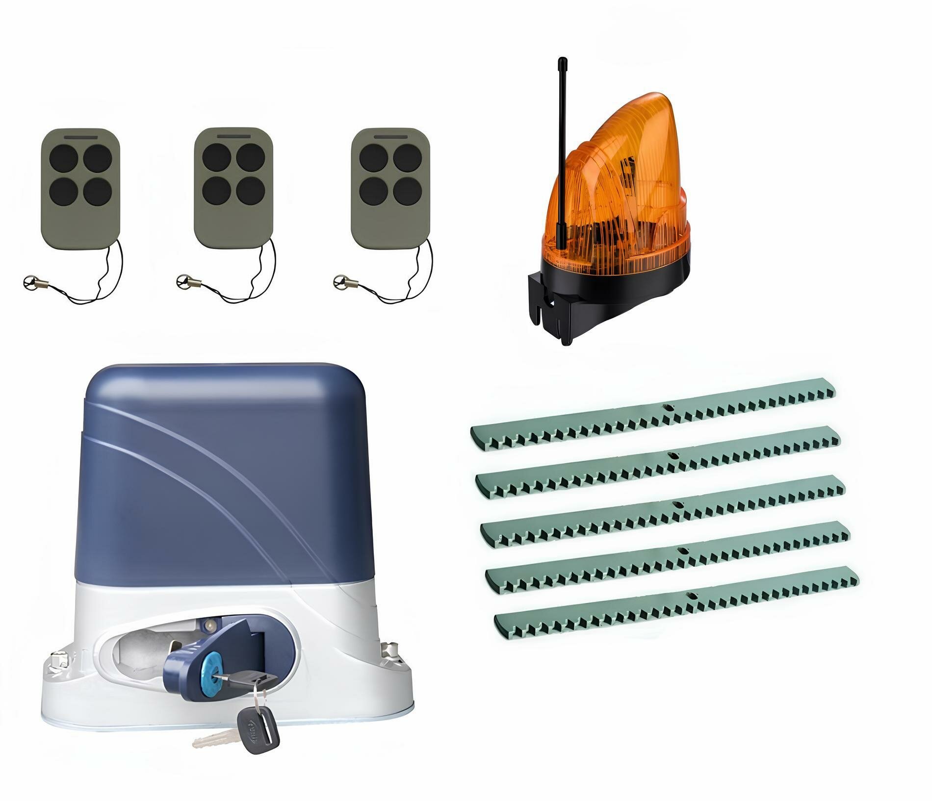 Автоматика для откатных ворот KSL-1300 KIT-L1K5-Т3, комплект: привод, 3 пульта, лампа, 5 реек