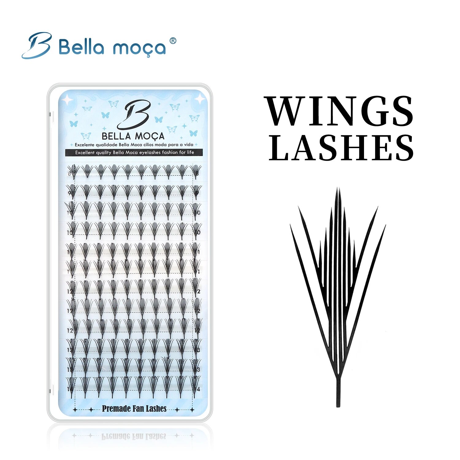 Bella moça веерные ресницы C изгиб, MIX814, Wings